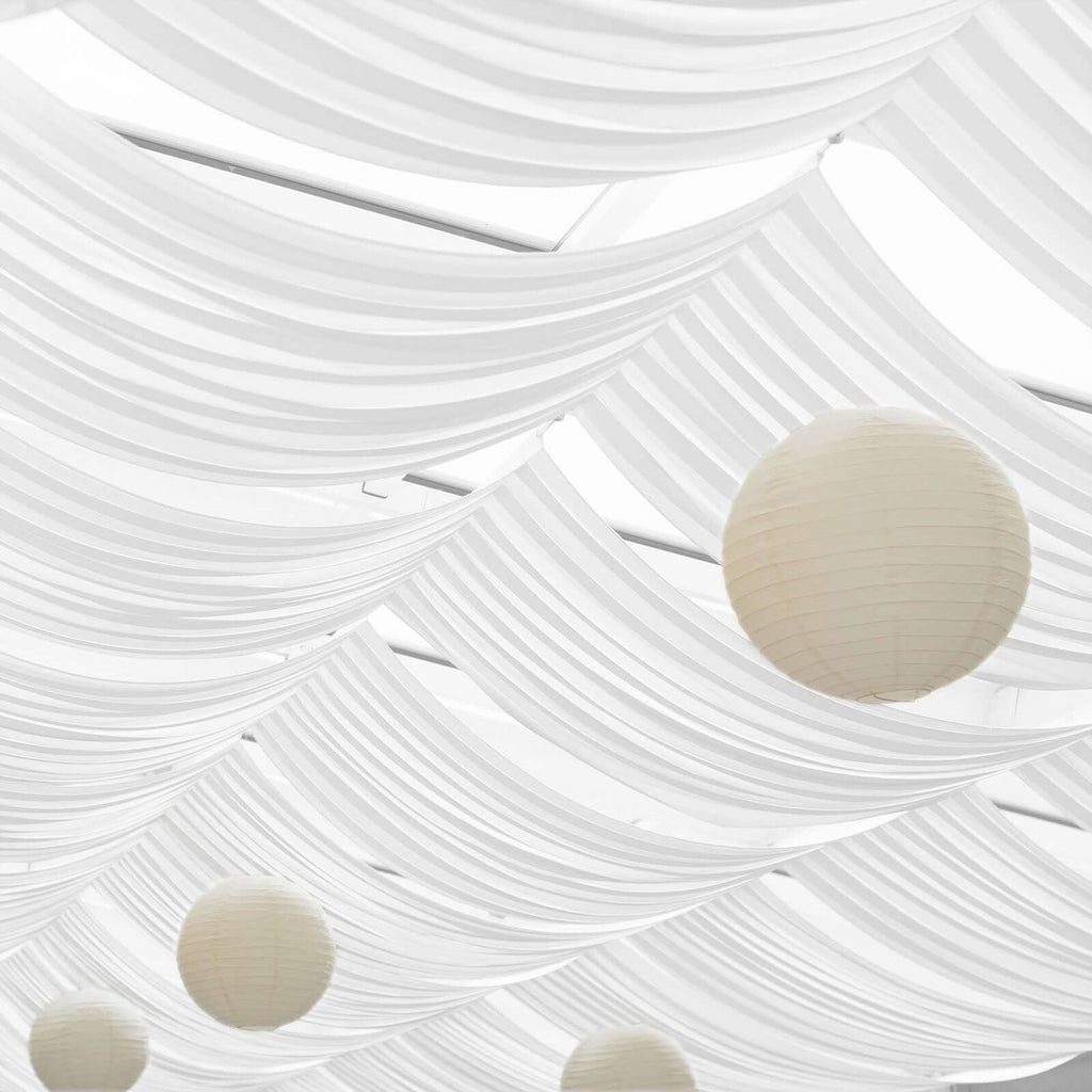 White Scuba Polyester Ceiling Drape 5ftx20ft | tableclothsfactory.com