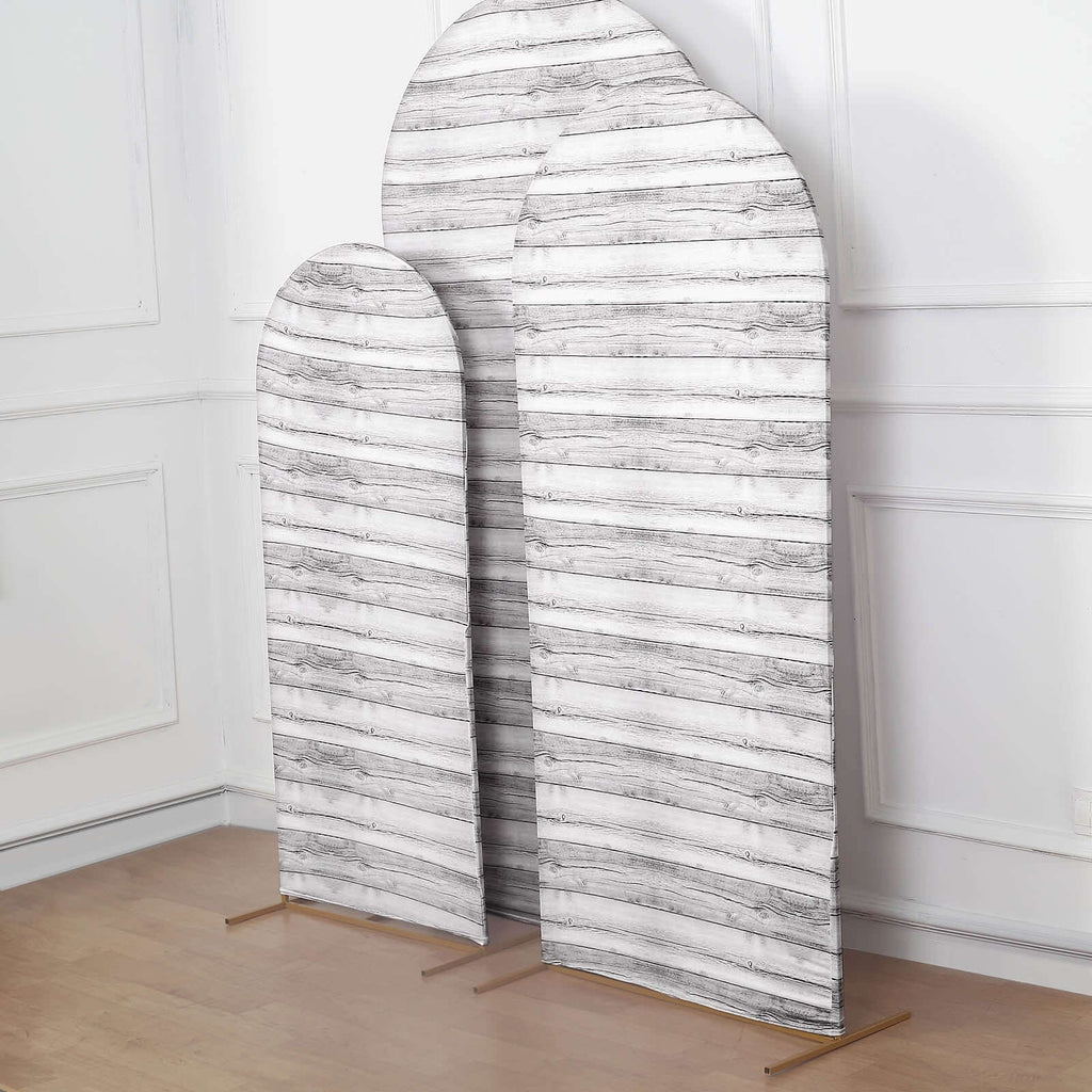 Set Of 3 White Rustic Chiara Backdrop Stand Cover