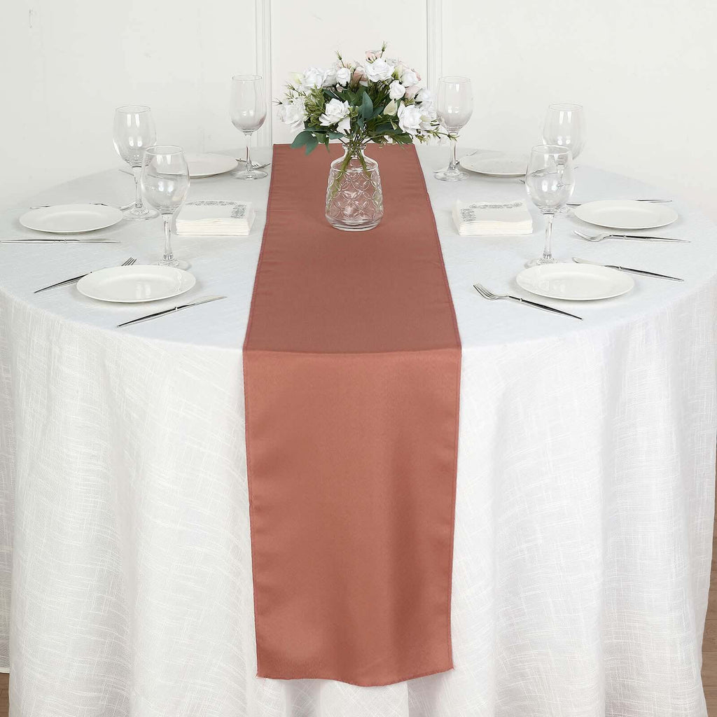 Polyester Table Runner 12"x108" Terracotta by TableclothsFactory.com